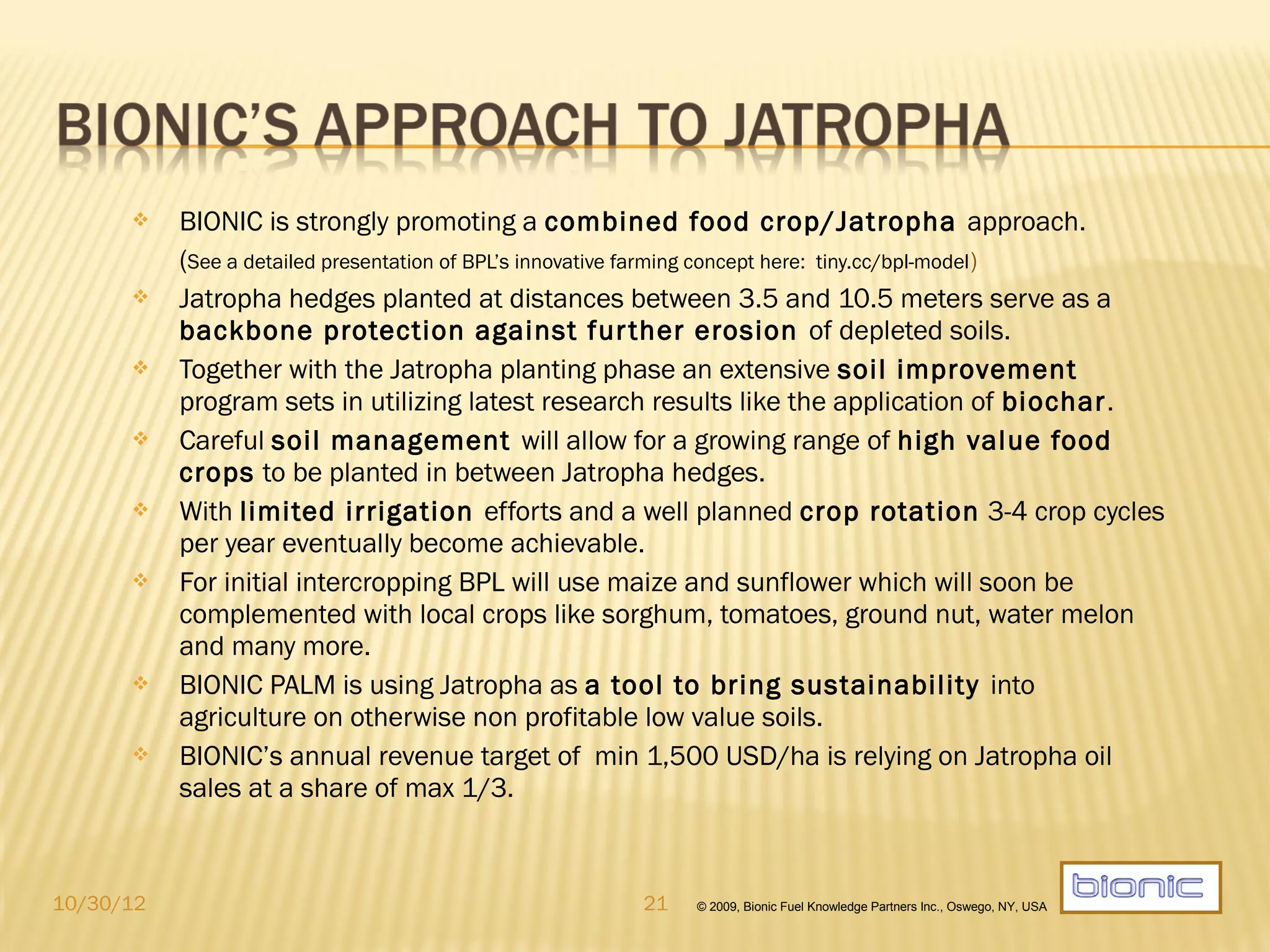 Bionic Palm Ltd. Ghana, Sustainable oil & food farming | PPT