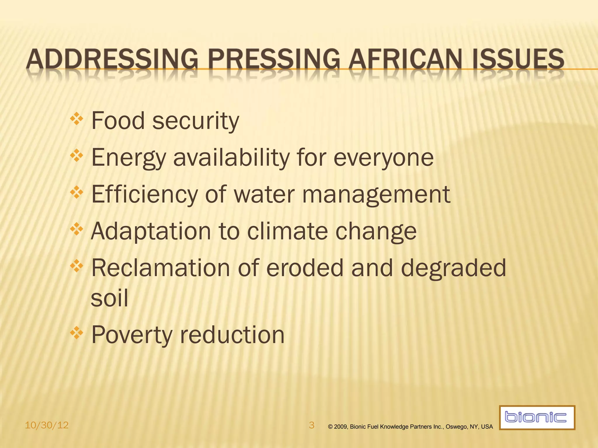 Bionic Palm Ltd. Ghana, Sustainable oil & food farming | PPT