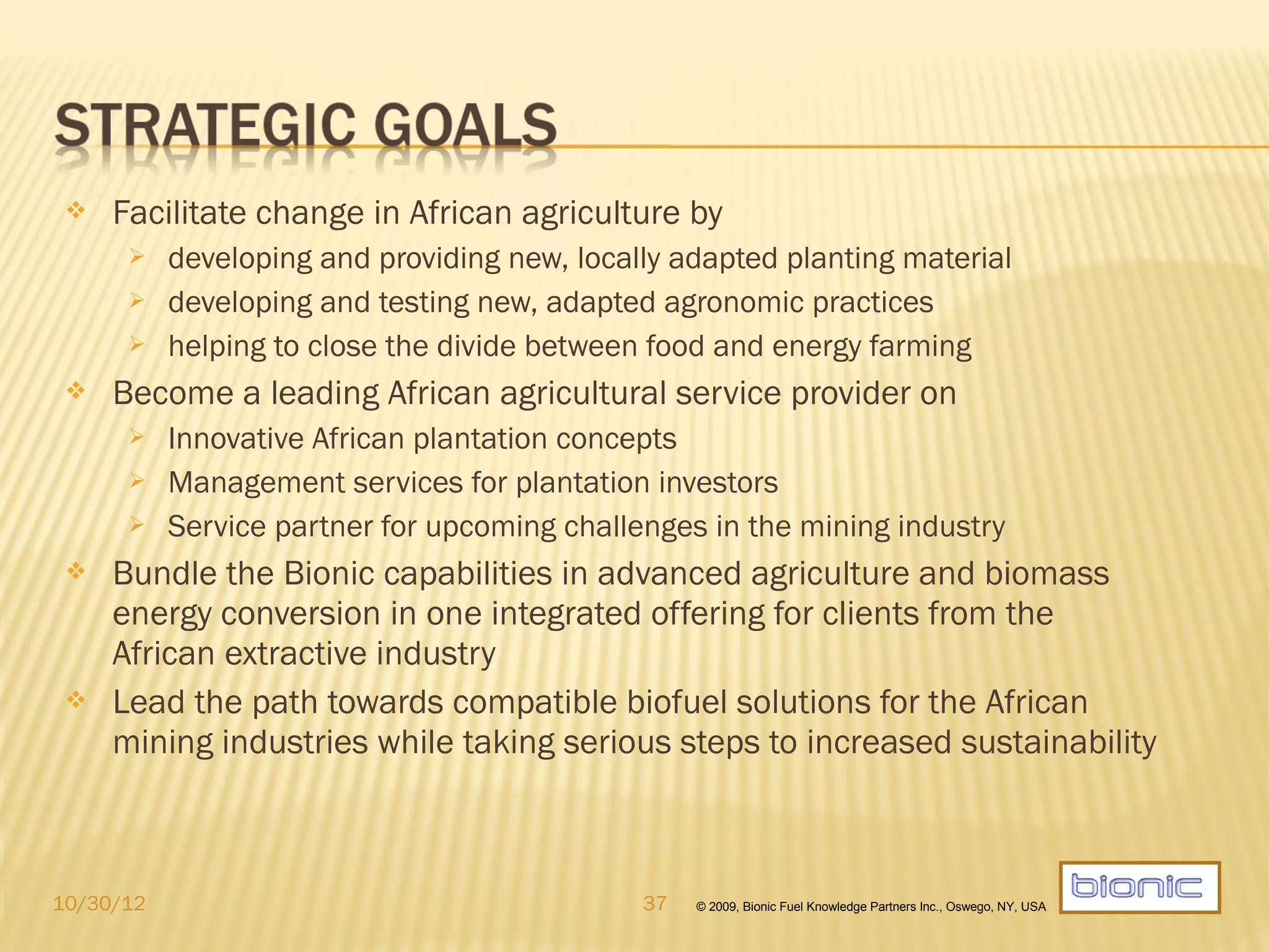 Bionic Palm Ltd. Ghana, Sustainable oil & food farming | PPT