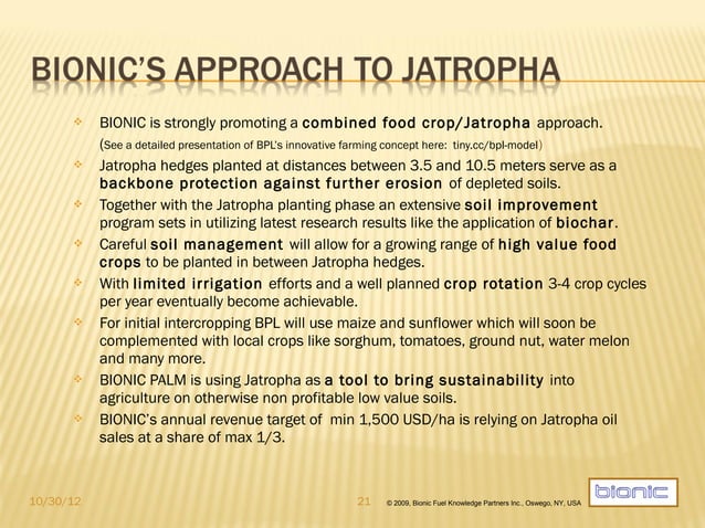 Bionic Palm Ltd. Ghana, Sustainable oil & food farming | PPT