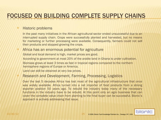 Bionic Palm Ltd. Ghana, Sustainable oil & food farming | PPT