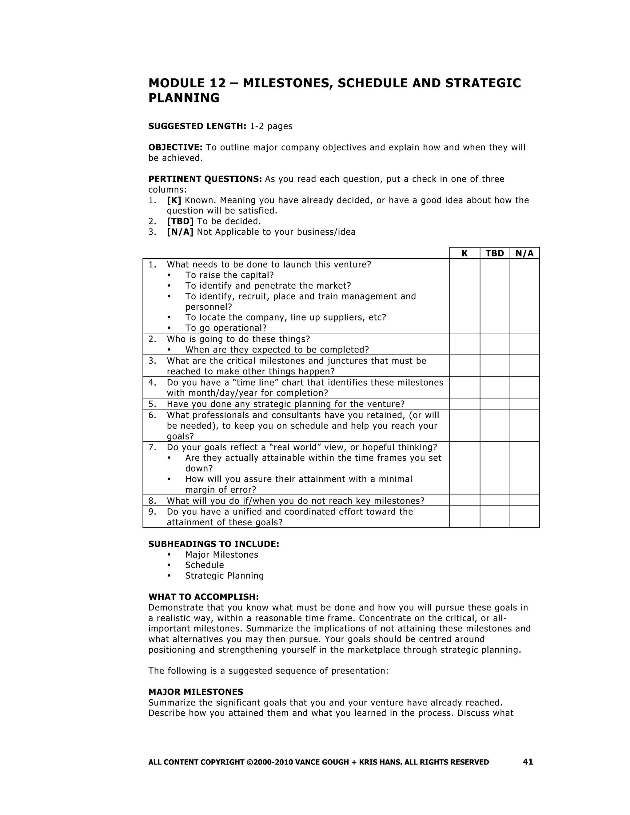 Business Planning... A Module Based Approach | PDF
