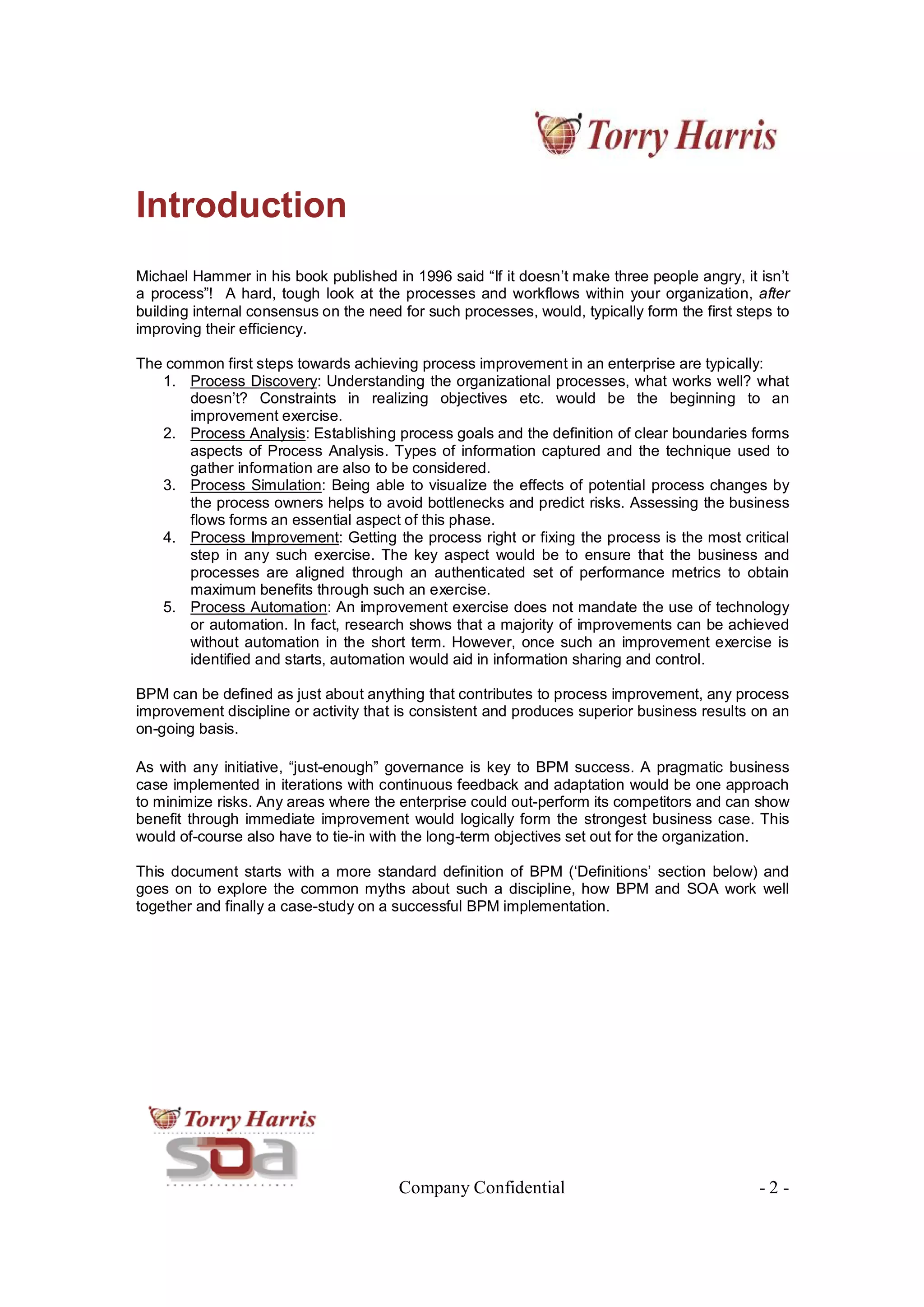 BPM - The Soft Science of Change | Torry Harris Whitepaper | PDF | Business | Business and Finance