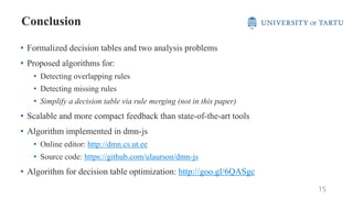 Semantics and Analysis of DMN Decision Tables | PPTX