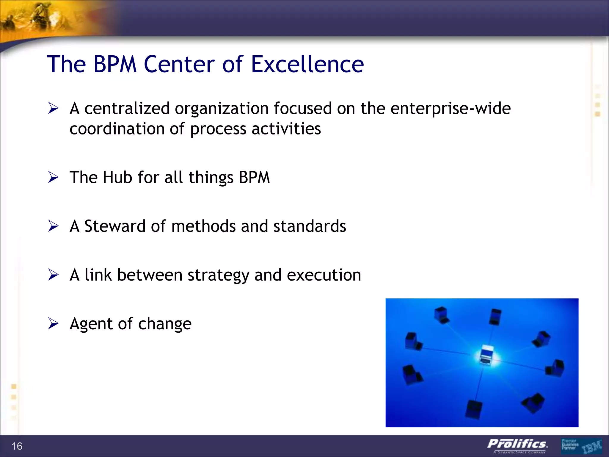 Establishing a Business Process Management Center of Excellence - Impact 2012 | PPTX