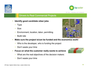 BP Solar: Drivers for Commercial Solar Projects | PPT