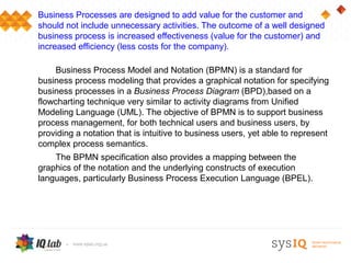 Role of BPMN in Business | PPT | Computing | Technology & Computing