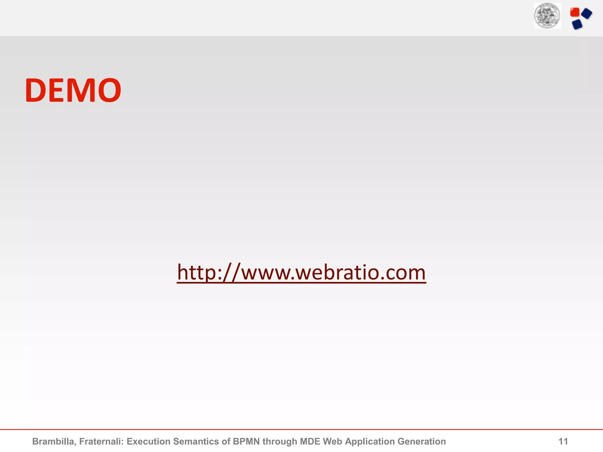 Execution Semantics Of Bpmn Through Mde Web Application Generation Using Bpmn And Webml Bpmn