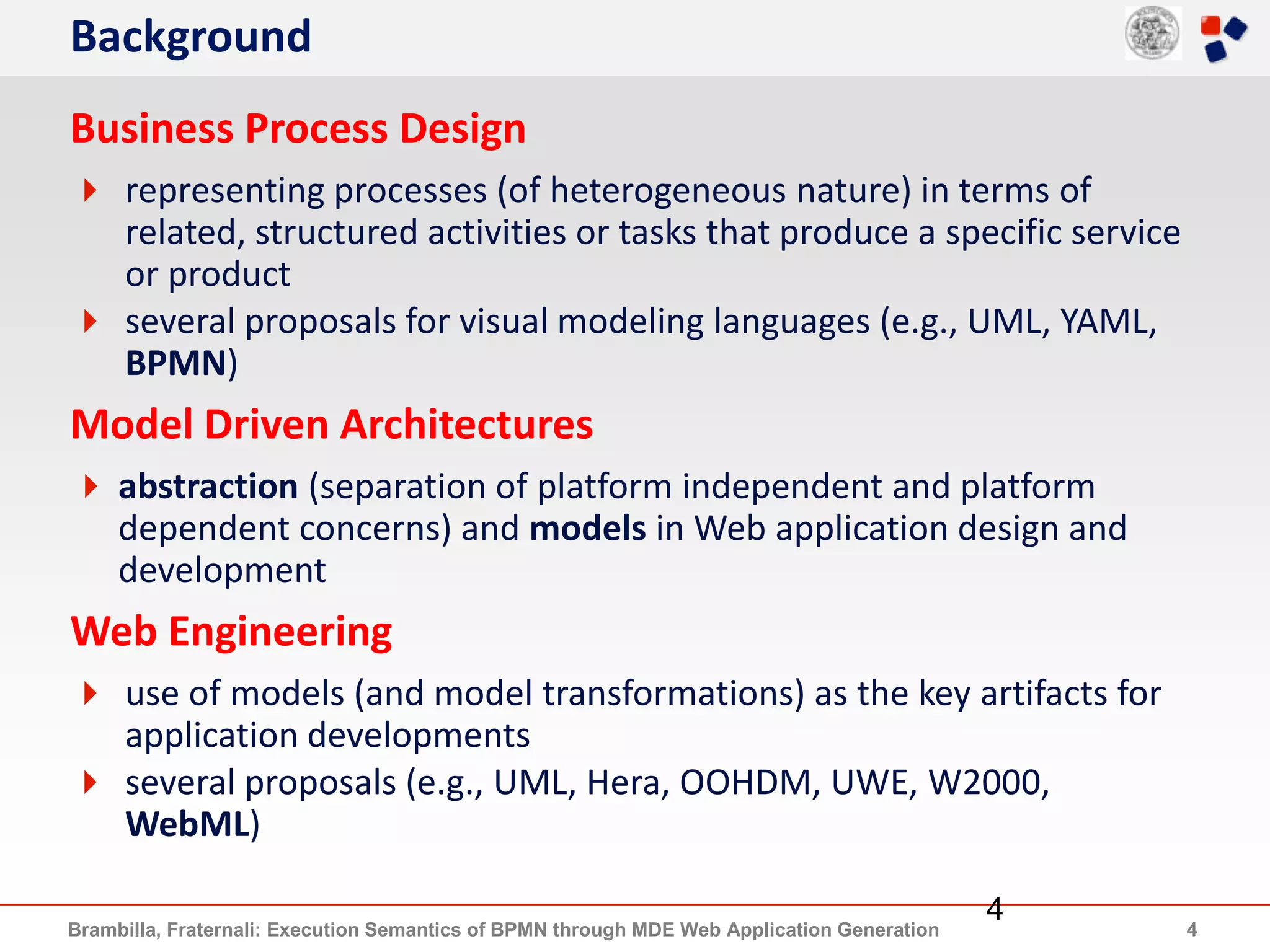 Execution Semantics Of Bpmn Through Mde Web Application Generation Using Bpmn And Webml Bpmn
