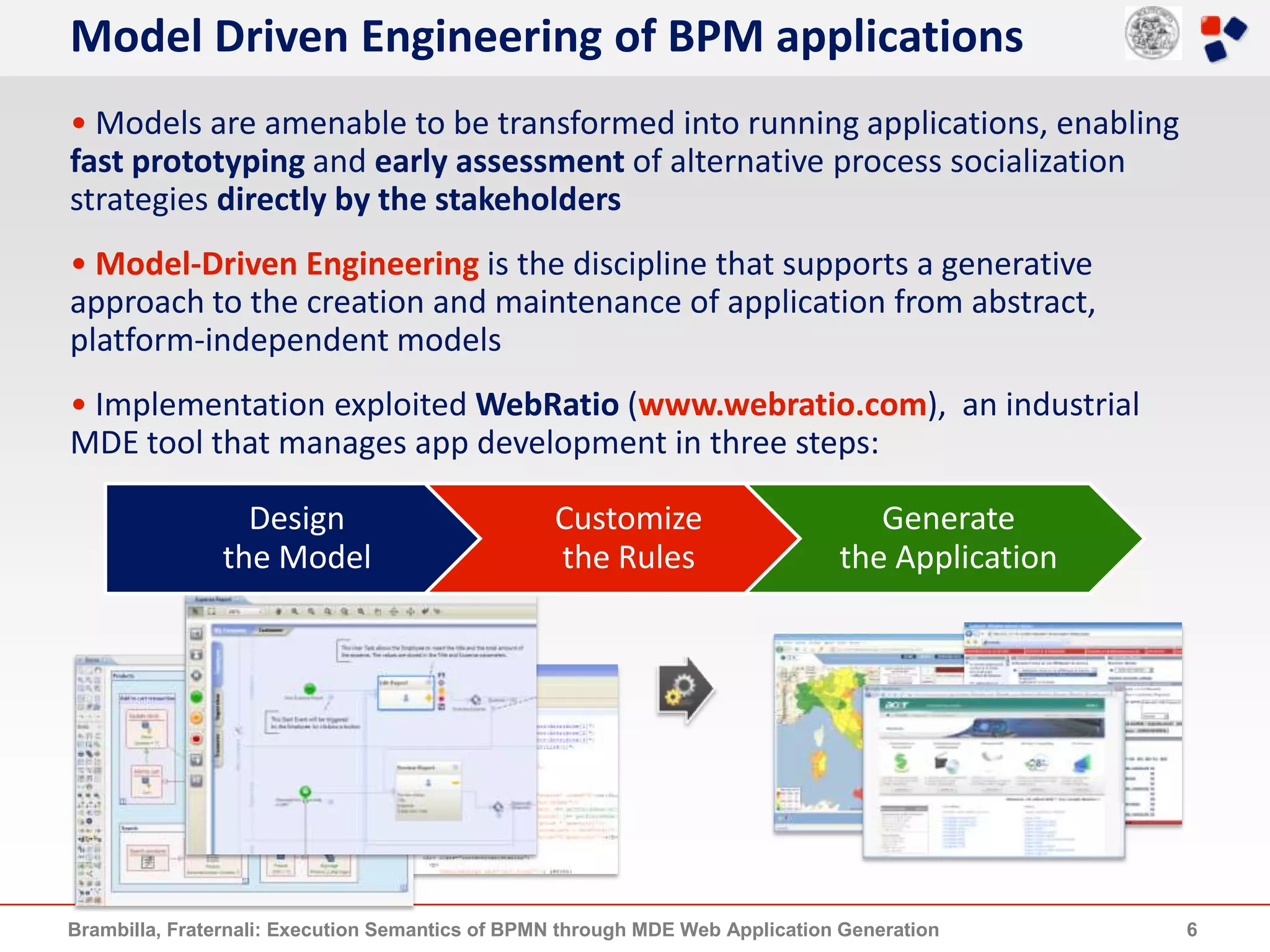 Execution Semantics Of Bpmn Through Mde Web Application Generation Using Bpmn And Webml Bpmn