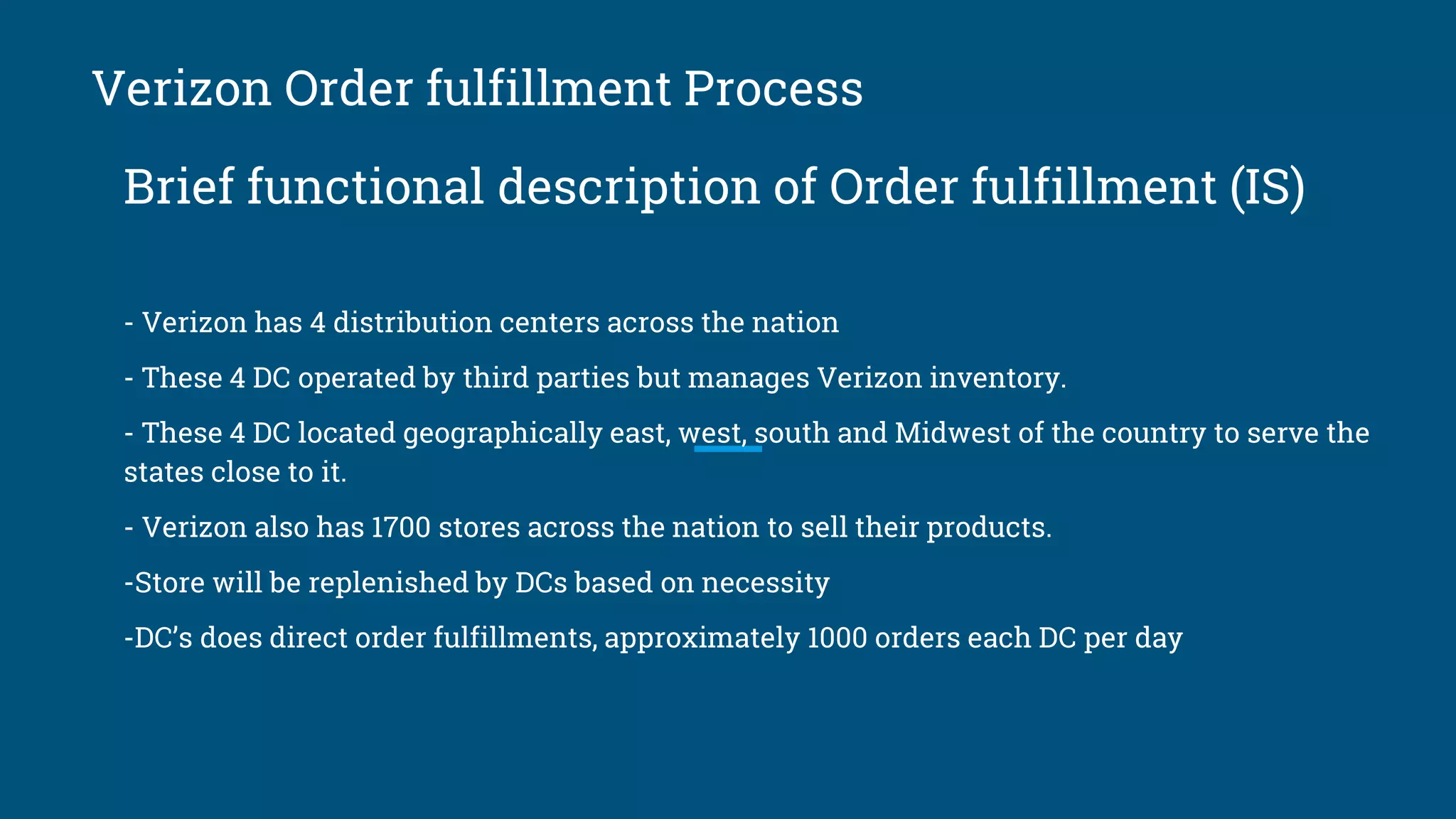Verizon Order Fulfillment Process, Supply Chain Workflow Design Project ...