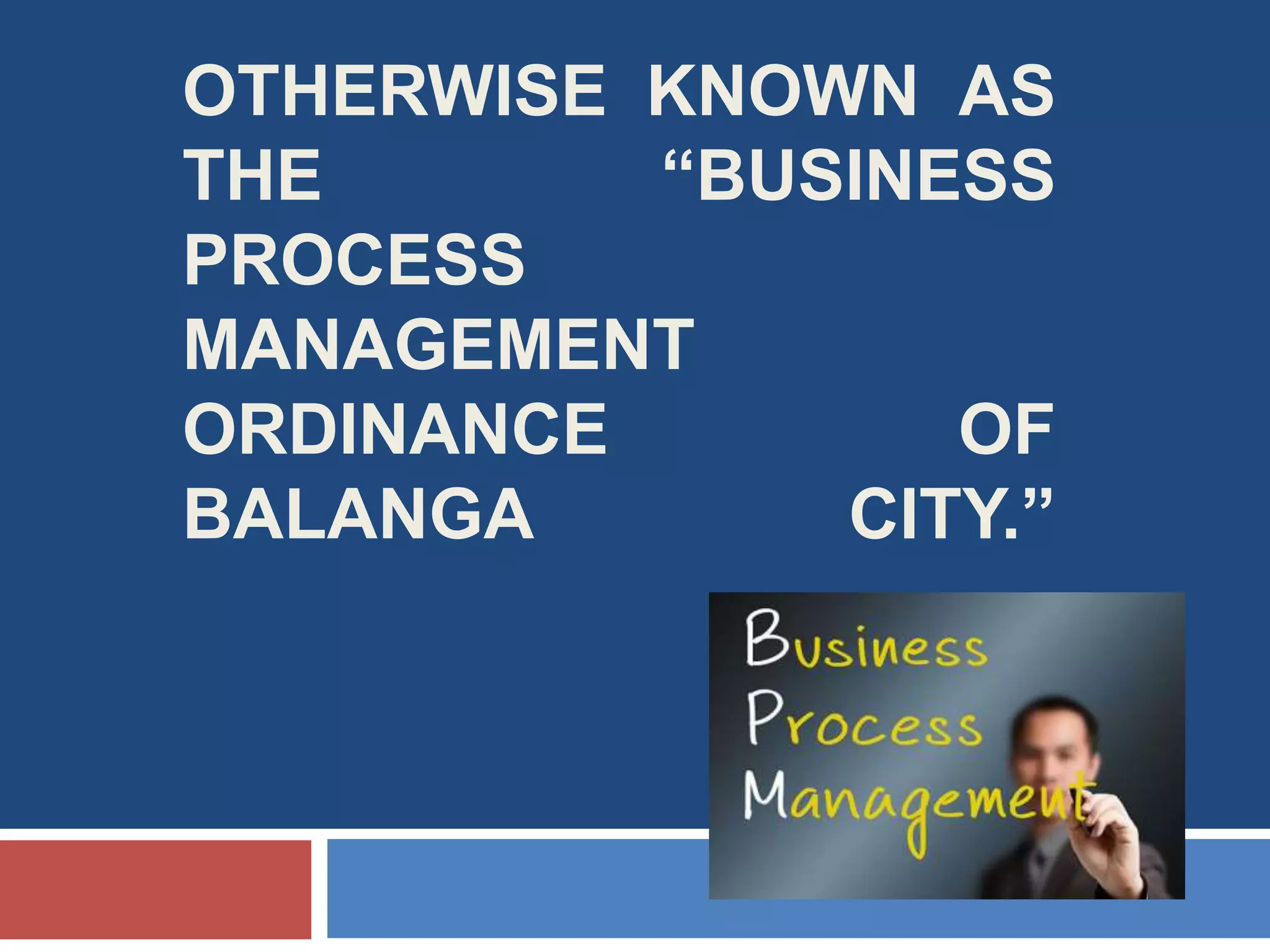 Business Process Management Ordinance