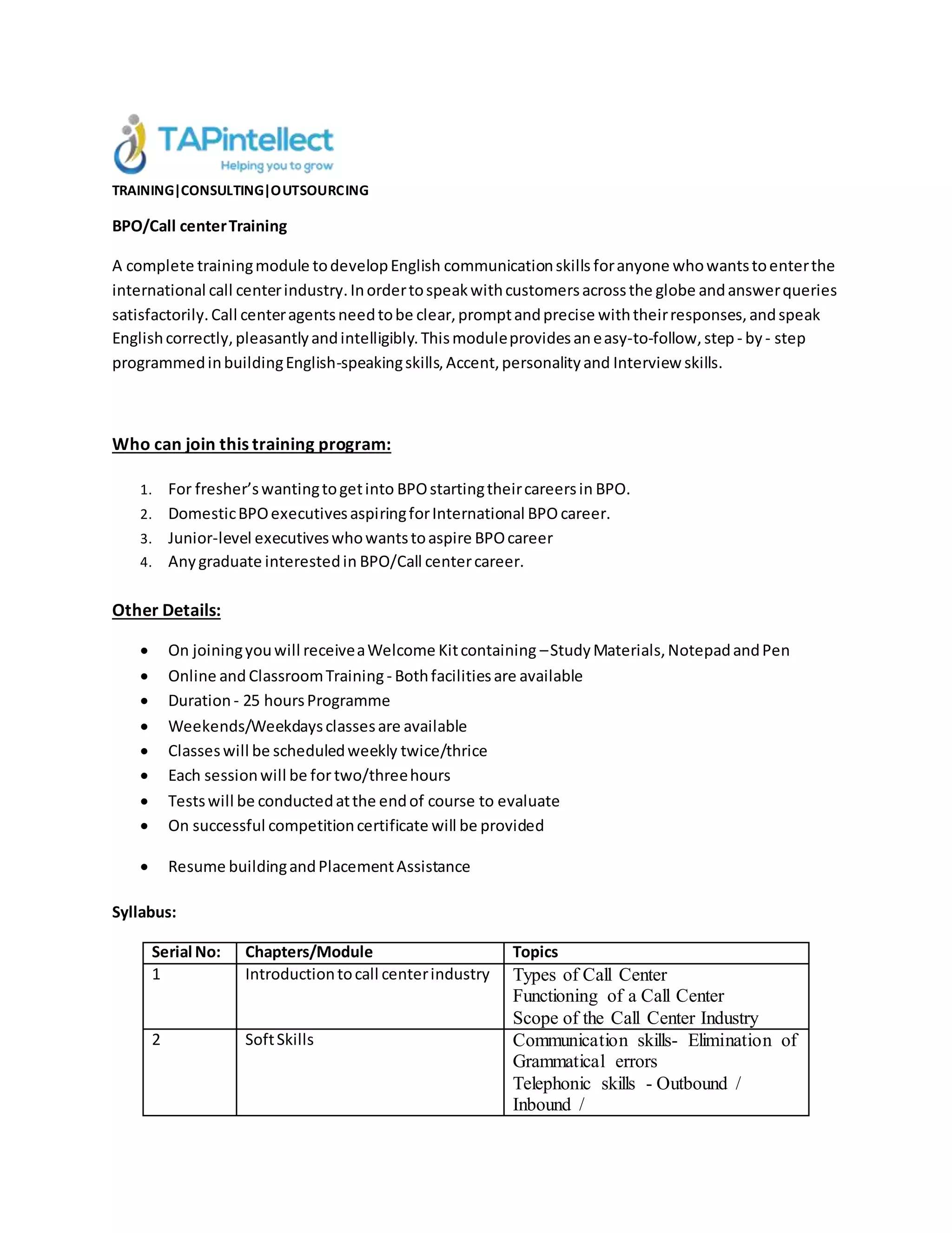 Bpo & call center training | DOCX | Workshops and Classes | Hobbies ...