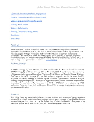GLAMs' Dynamic Sustainability Platform | PDF