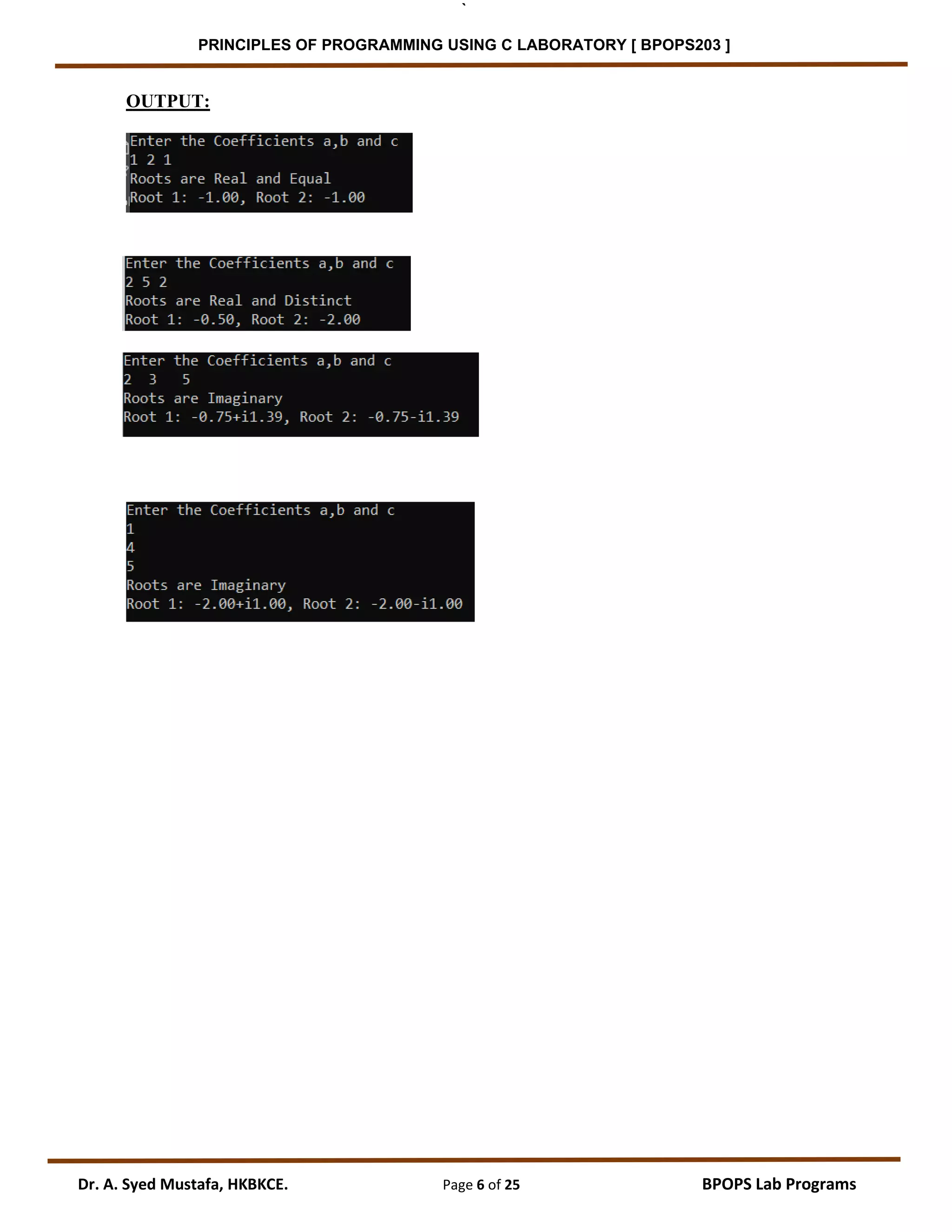 Bpops203 Principles Of Programming Using C Lab Manual Pdf
