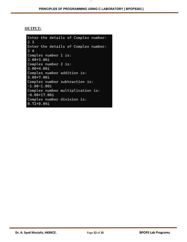 Bpops203 Principles Of Programming Using C Lab Manualpdf Programming Languages Computing