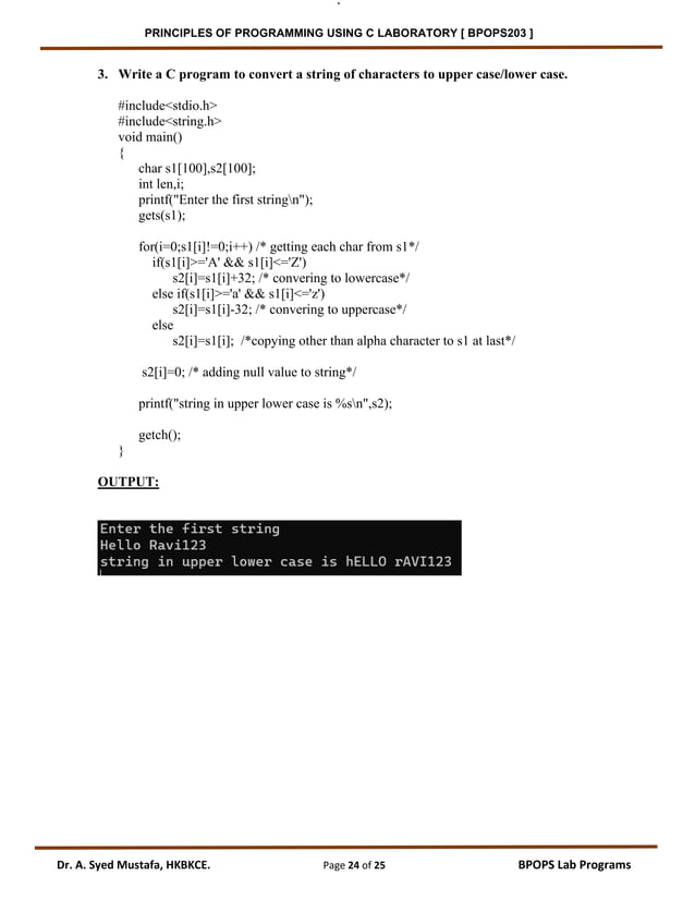 Bpops203 Principles Of Programming Using C Lab Manualpdf Programming Languages Computing