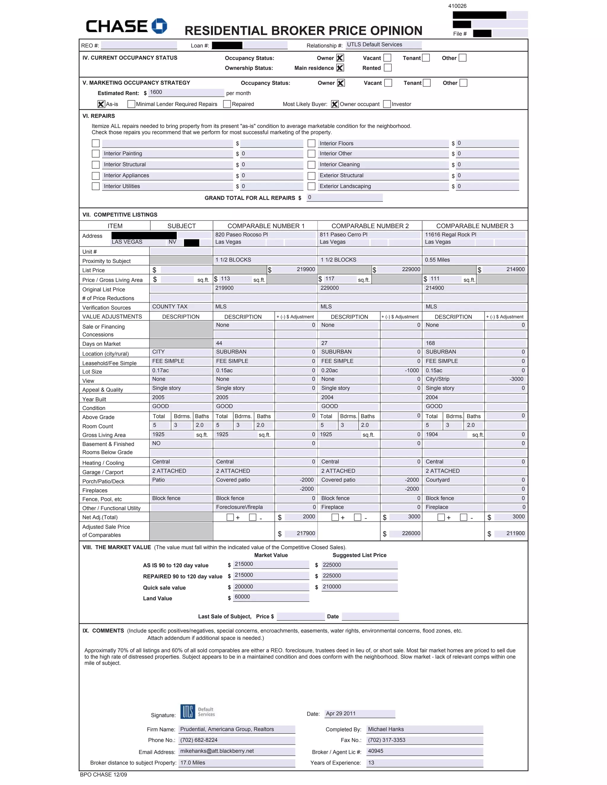 Sample Broker Price Opinion | PDF