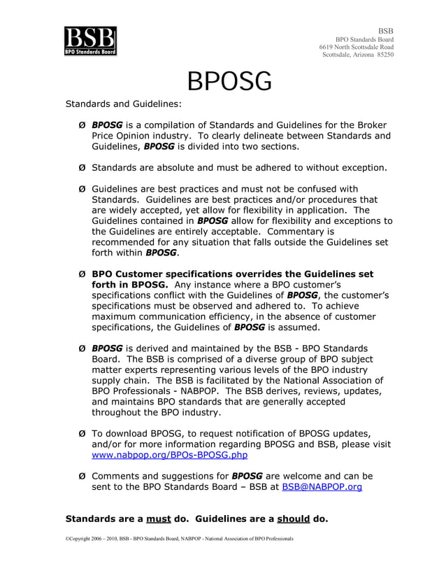 BPO Standards and Guidelines | PDF