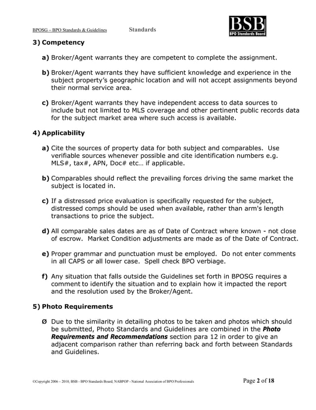 BPO Standards and Guidelines | PDF