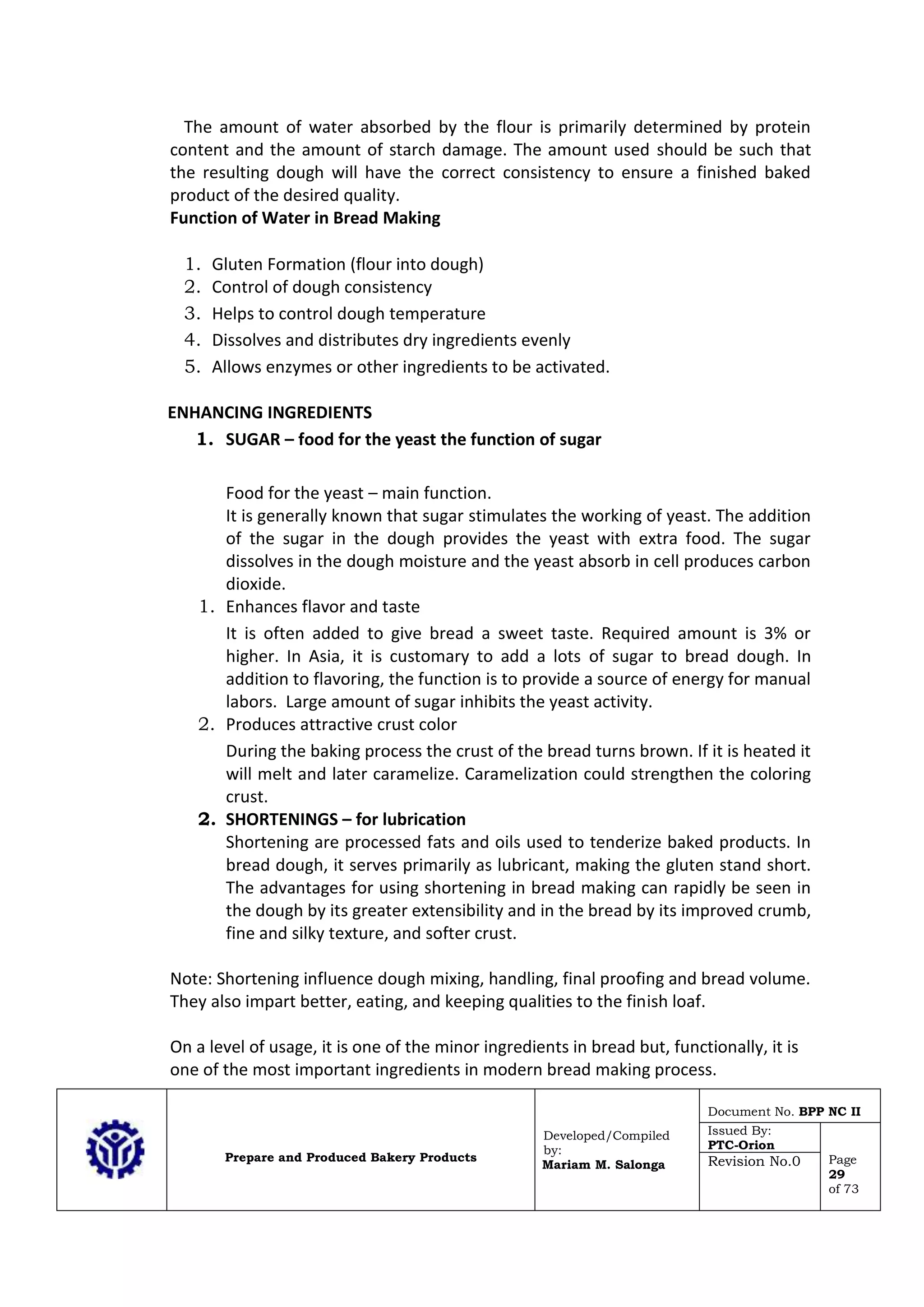 BPP CBLM Core 1 Prepare and Produce Bakery Poducts (2).docx | Desserts and Baking | Food & Drink