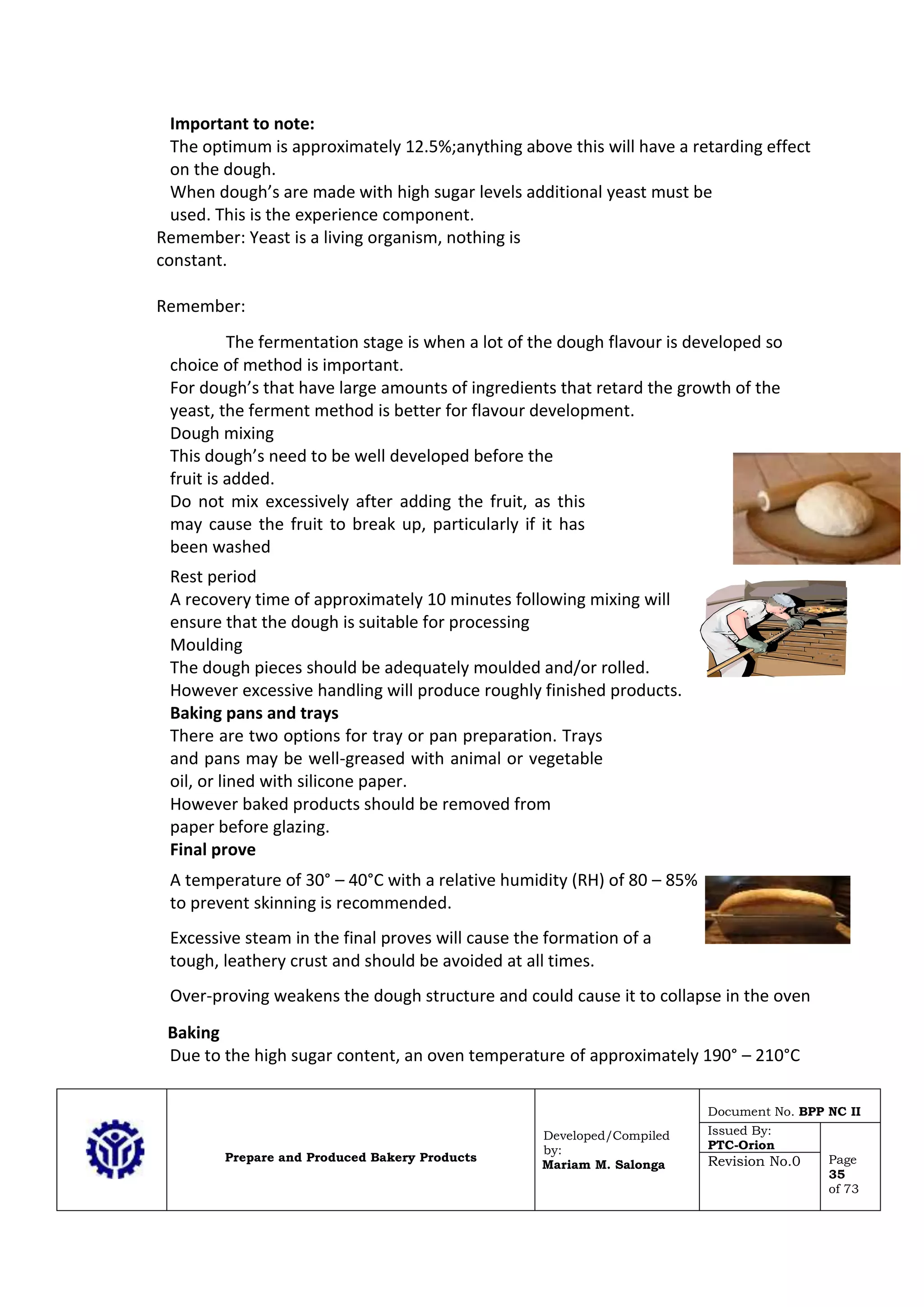 BPP CBLM Core 1 Prepare and Produce Bakery Poducts (2).docx | Desserts and Baking | Food & Drink