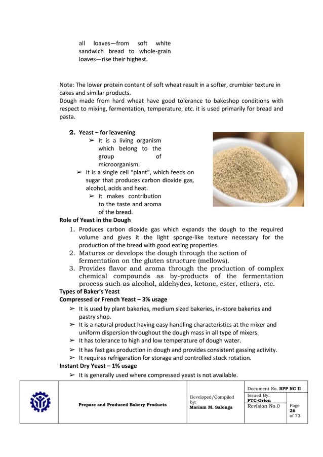 BPP CBLM Core 1 Prepare and Produce Bakery Poducts (2).docx | Desserts and Baking | Food & Drink