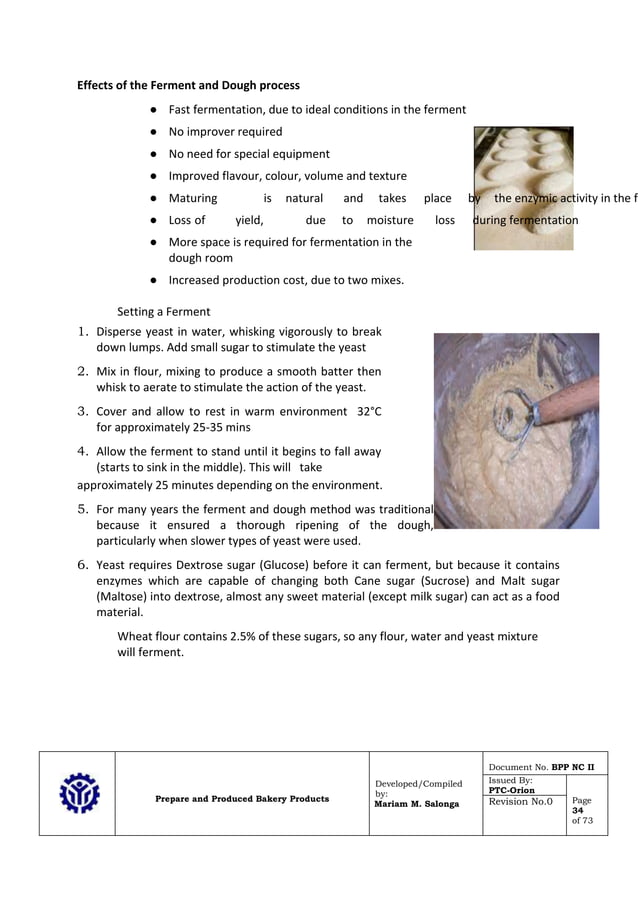 BPP CBLM Core 1 Prepare and Produce Bakery Poducts (2).docx | Desserts and Baking | Food & Drink