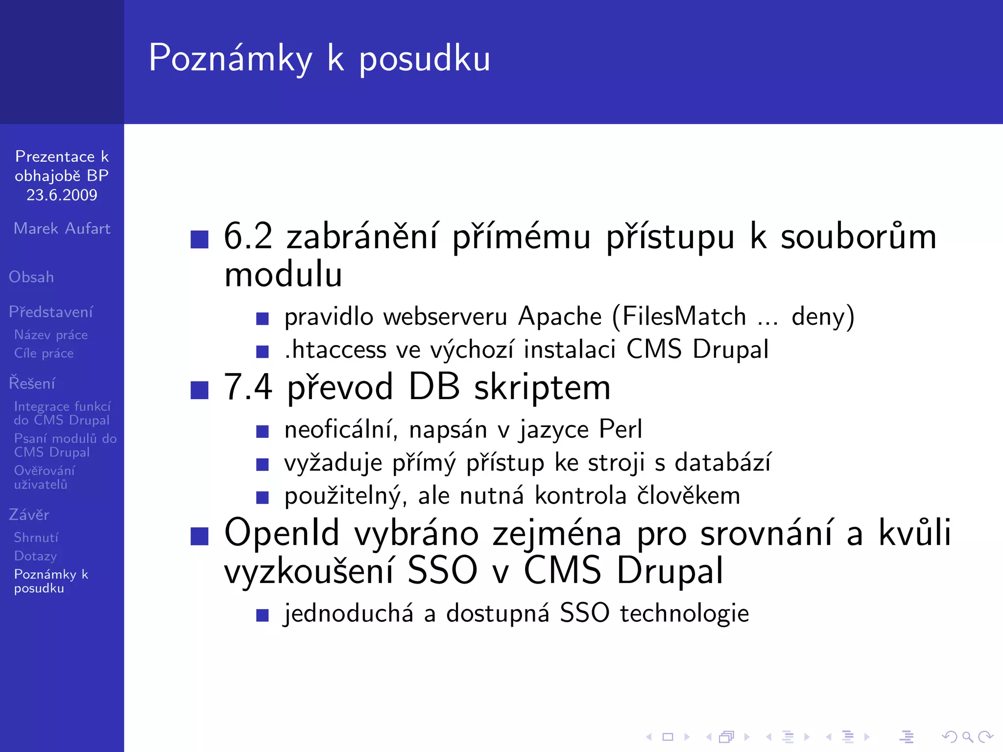 Prezentace k bakalářské práci | PDF