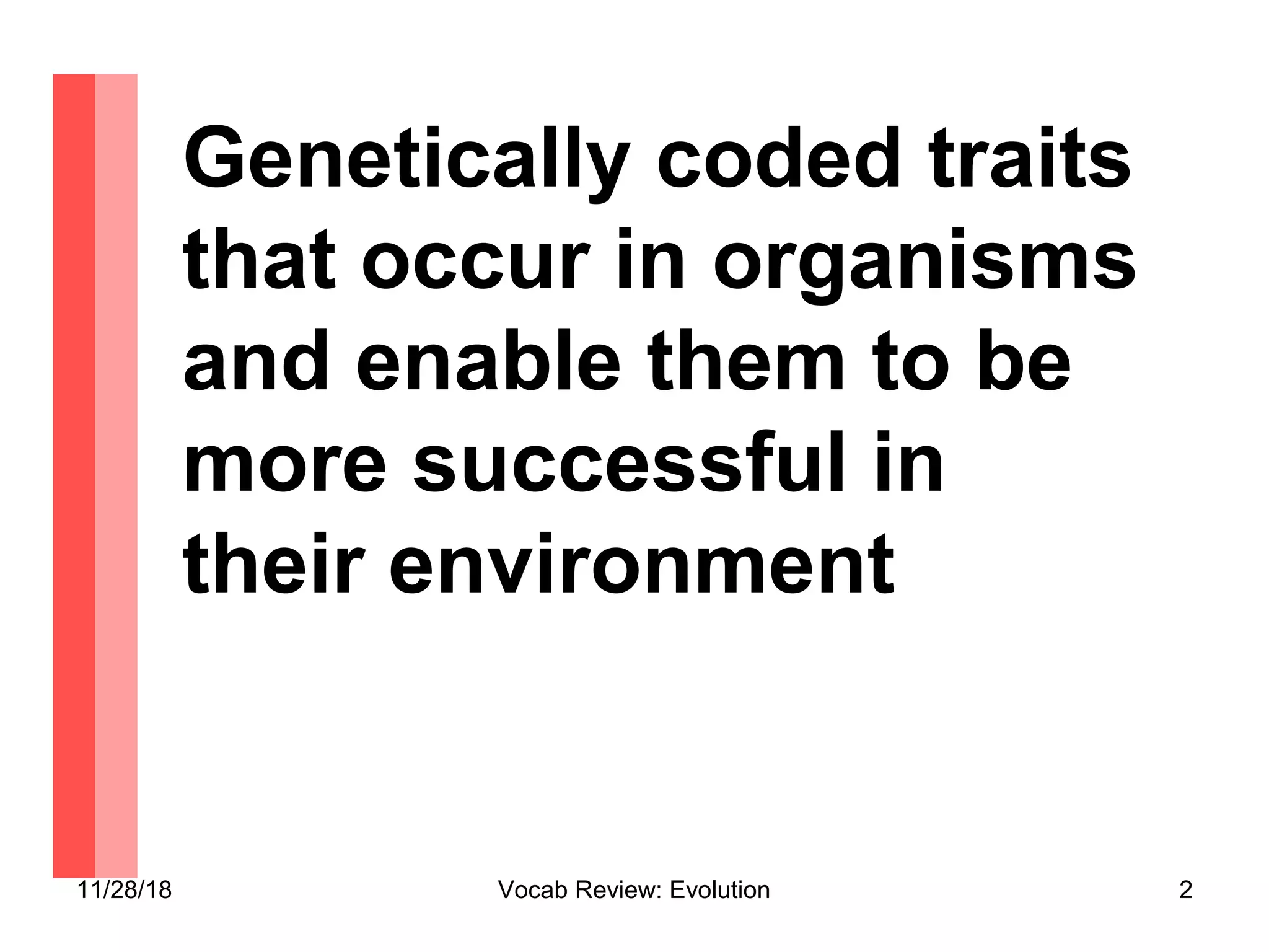 Evolution Vocabulary Flash Cards | PPT