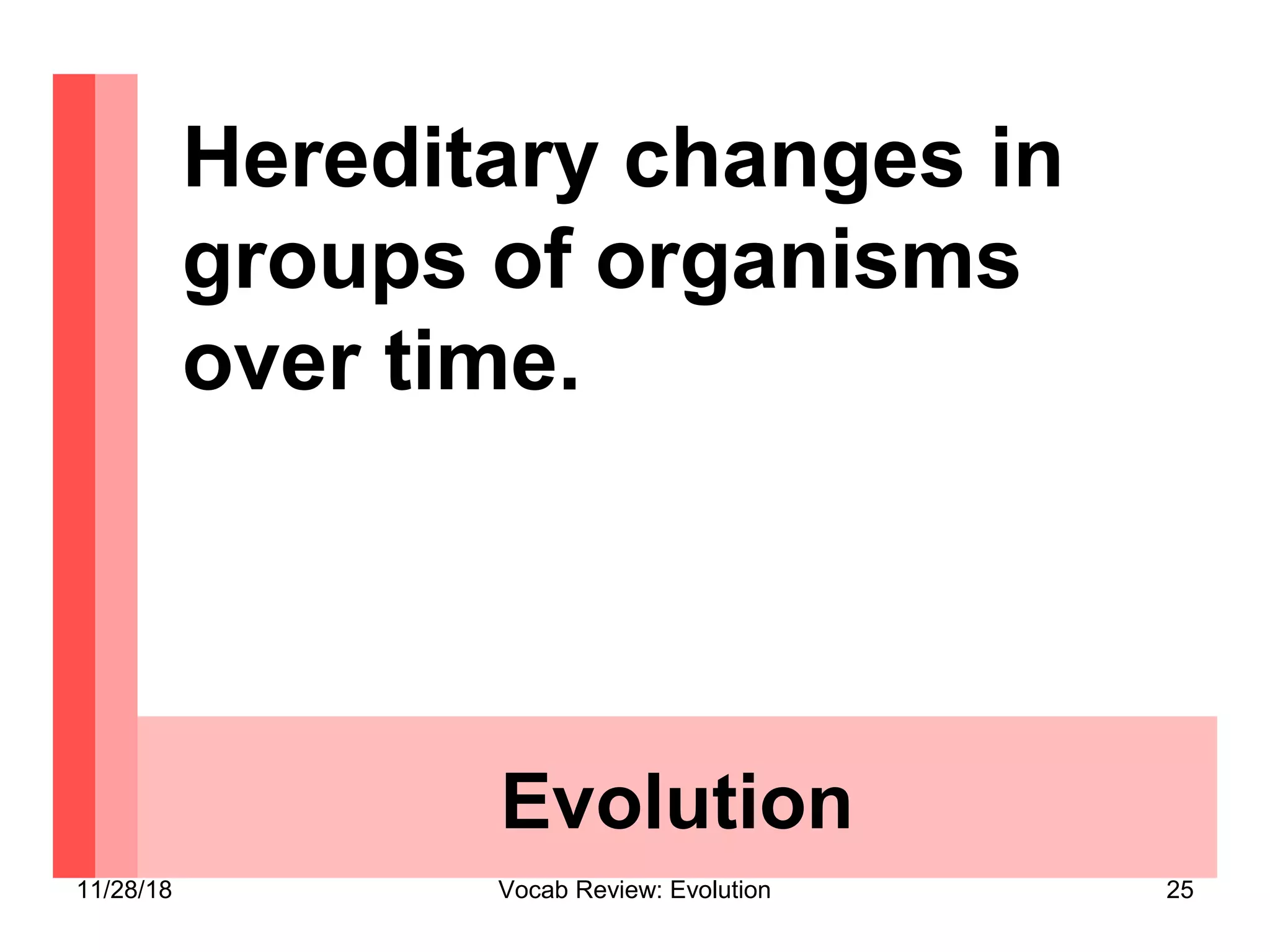 Evolution Vocabulary Flash Cards | PPT