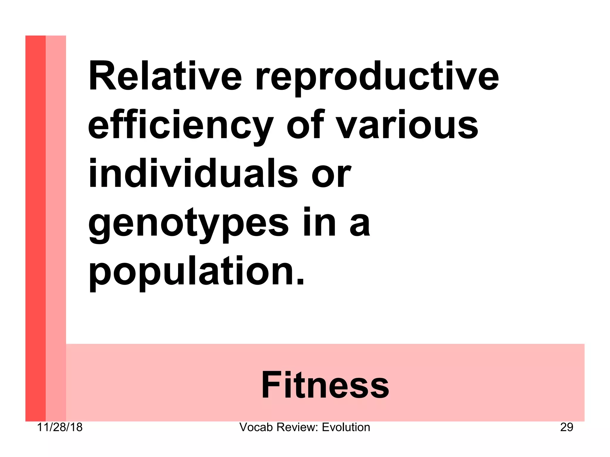 Evolution Vocabulary Flash Cards | PPT