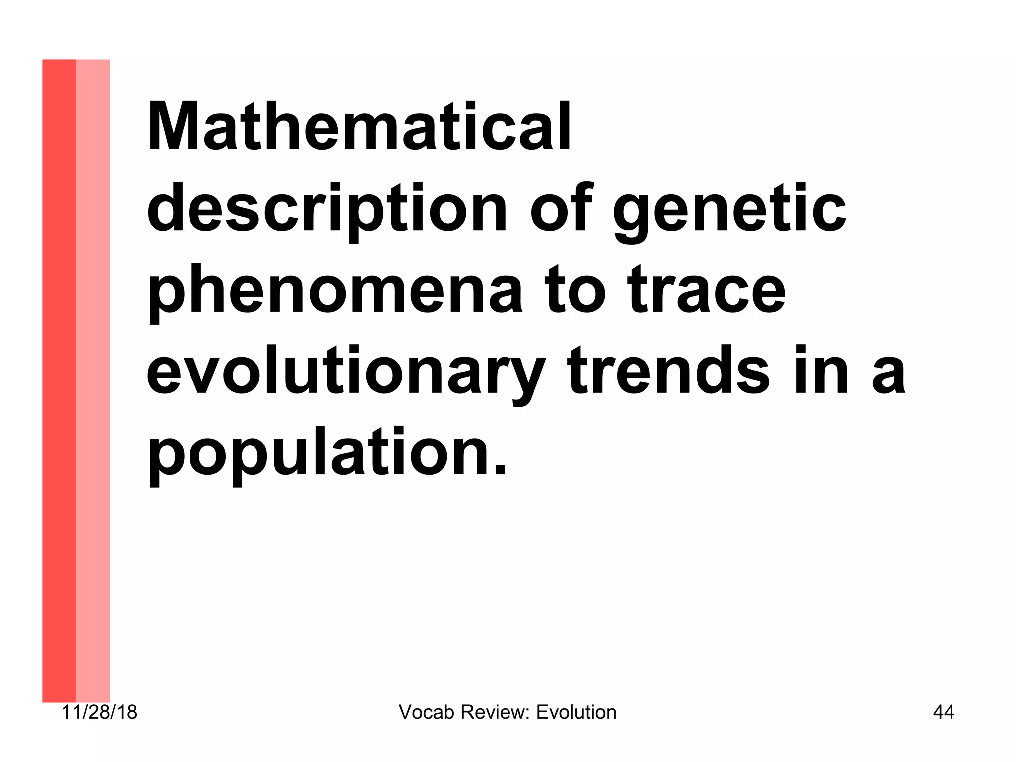 Evolution Vocabulary Flash Cards | PPT