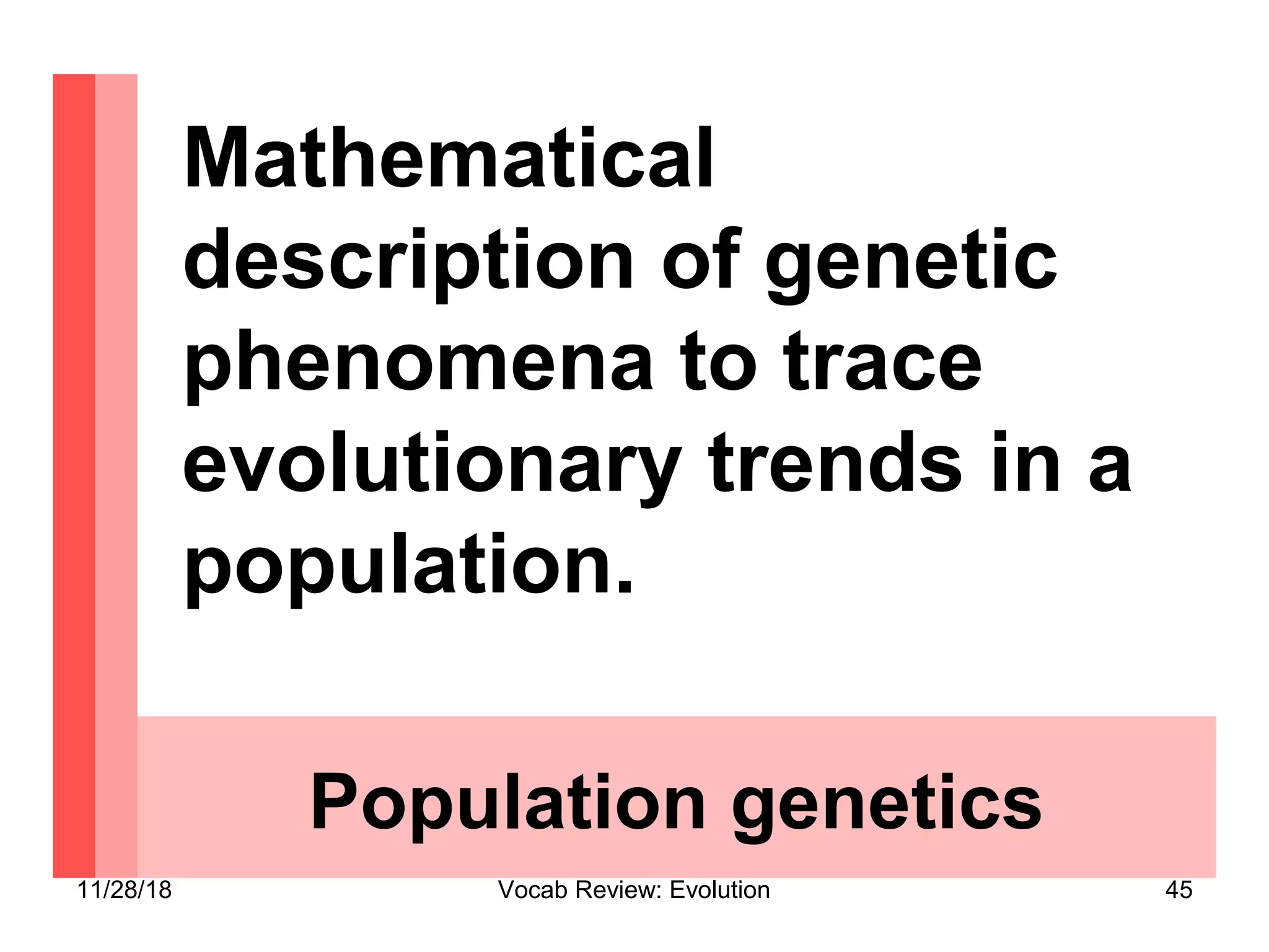 Evolution Vocabulary Flash Cards | PPT