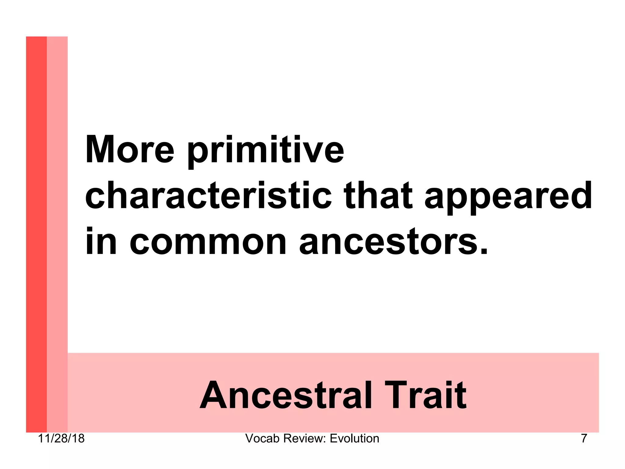 Evolution Vocabulary Flash Cards | PPT