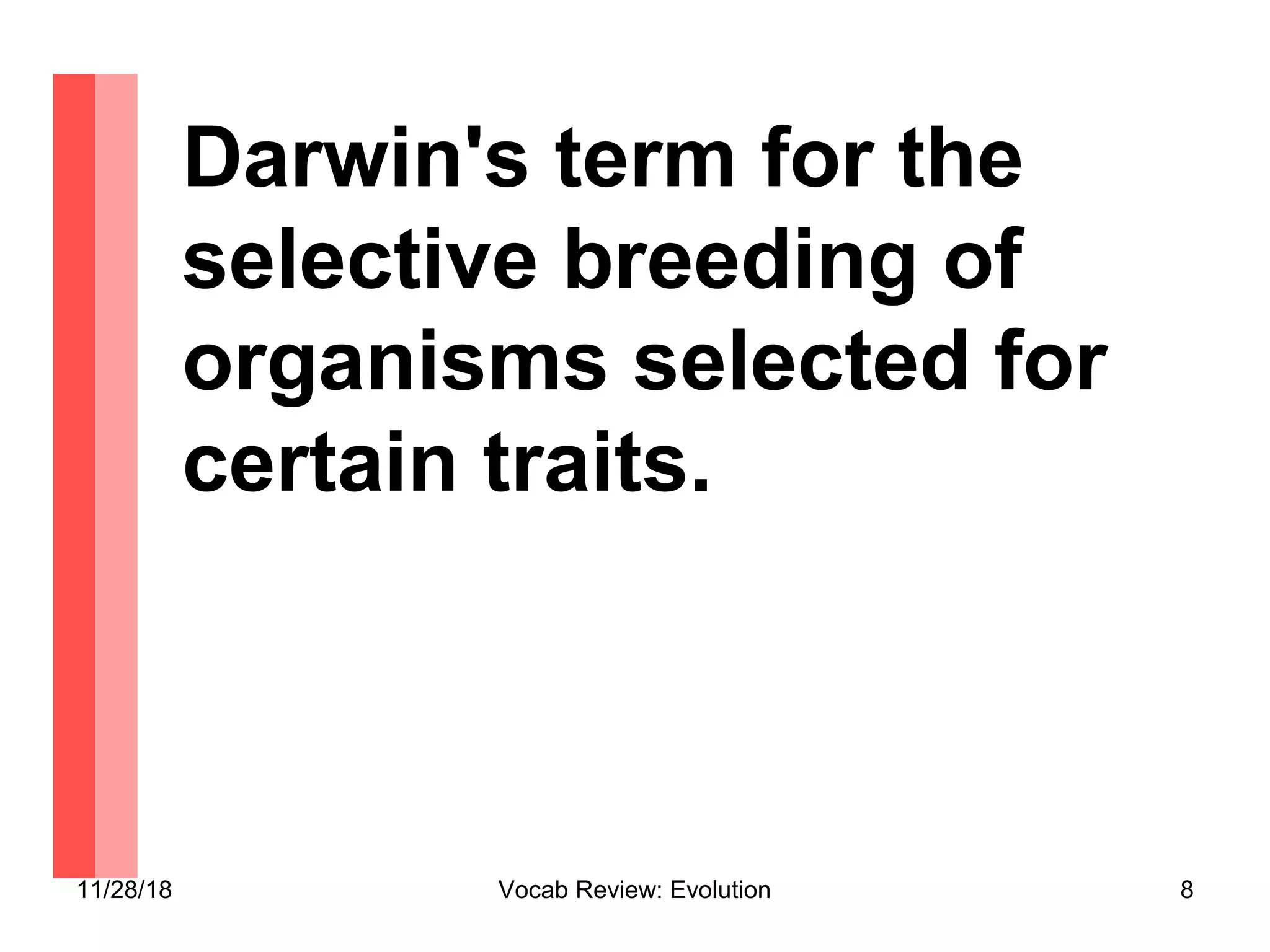 Evolution Vocabulary Flash Cards | PPT