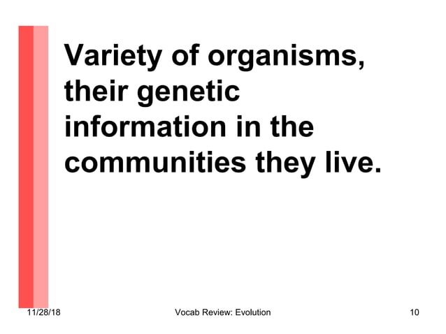 Evolution Vocabulary Flash Cards | PPT