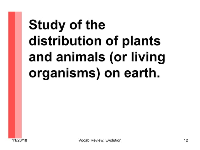 Evolution Vocabulary Flash Cards | PPT