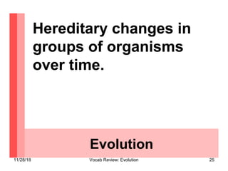Evolution Vocabulary Flash Cards | PPT