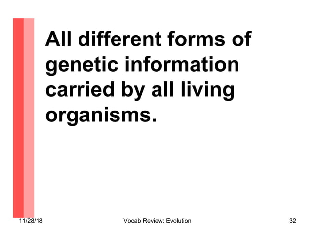 Evolution Vocabulary Flash Cards | PPT