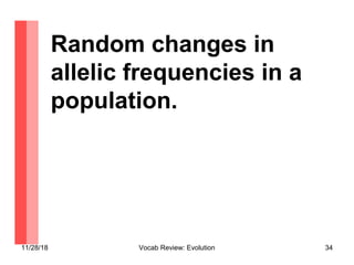 Evolution Vocabulary Flash Cards | PPT