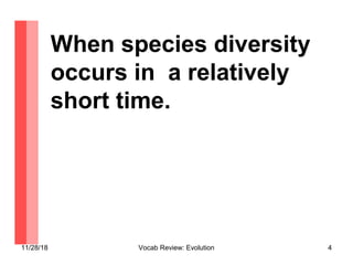 Evolution Vocabulary Flash Cards | PPT