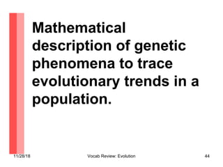Evolution Vocabulary Flash Cards | PPT