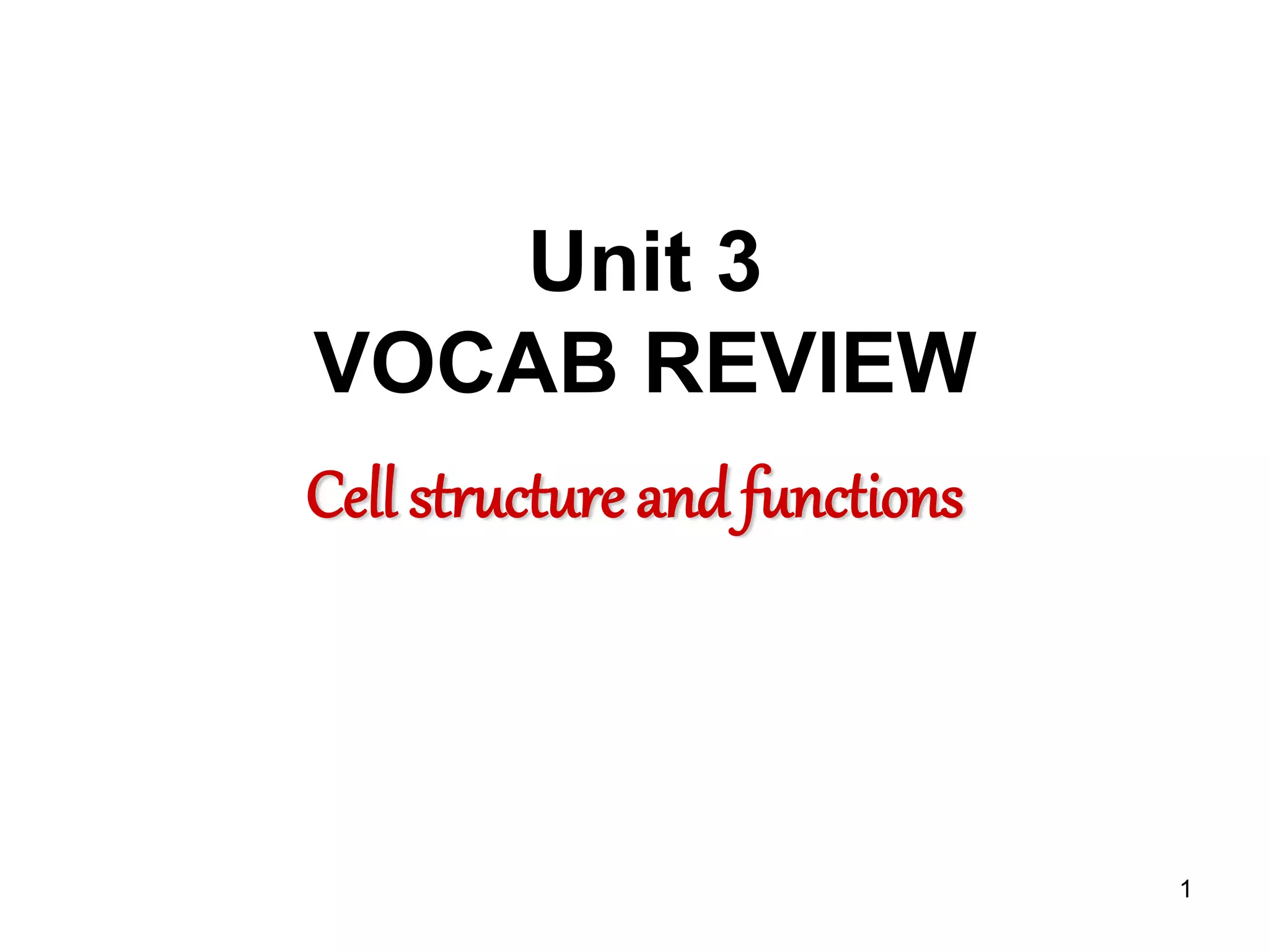 Cell Structure Vocab Review | PPT