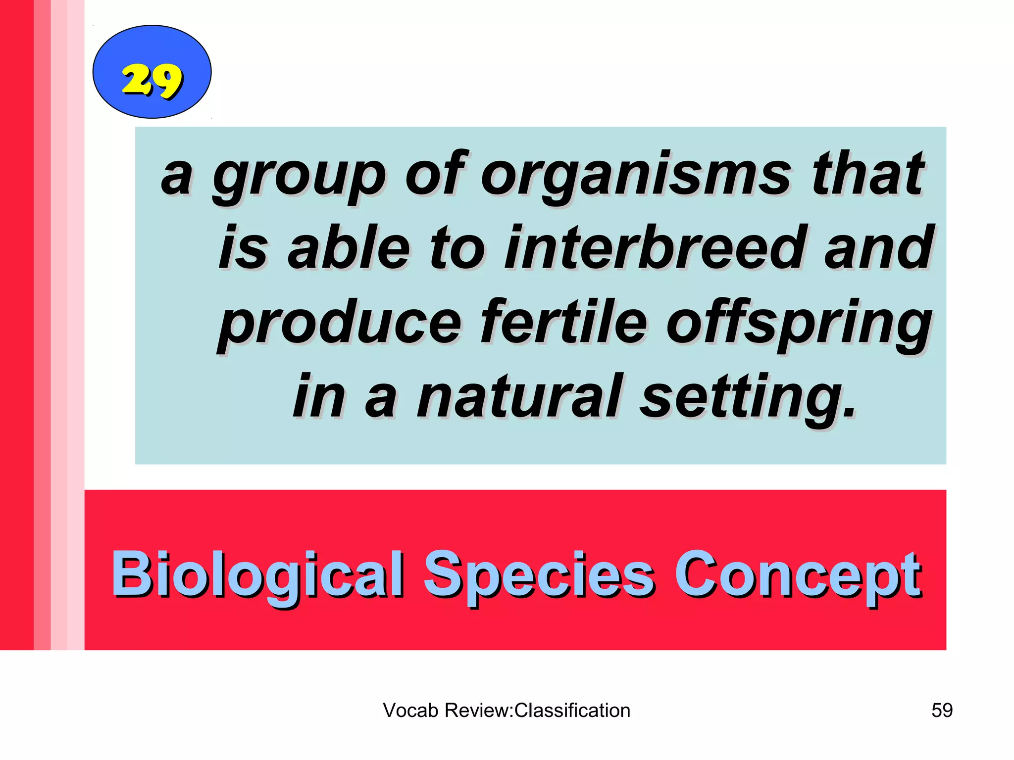 Vocabulary review Classification / Taxonomy | PPT