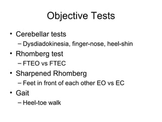 Vestibular assessment from the physiotherapy perspective | PPT