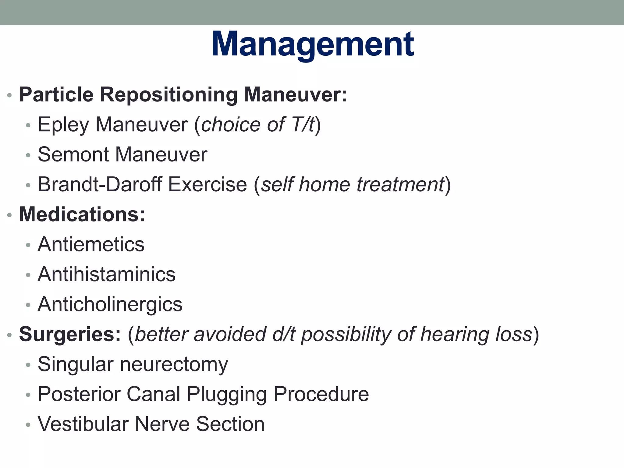 Benign Paroxysmal Positional Vertigo (BPPV) | PPTX
