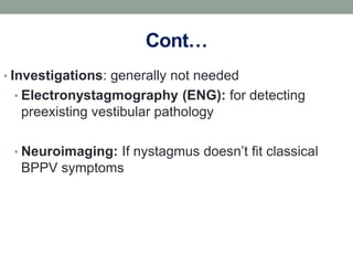 Benign Paroxysmal Positional Vertigo (BPPV) | PPTX