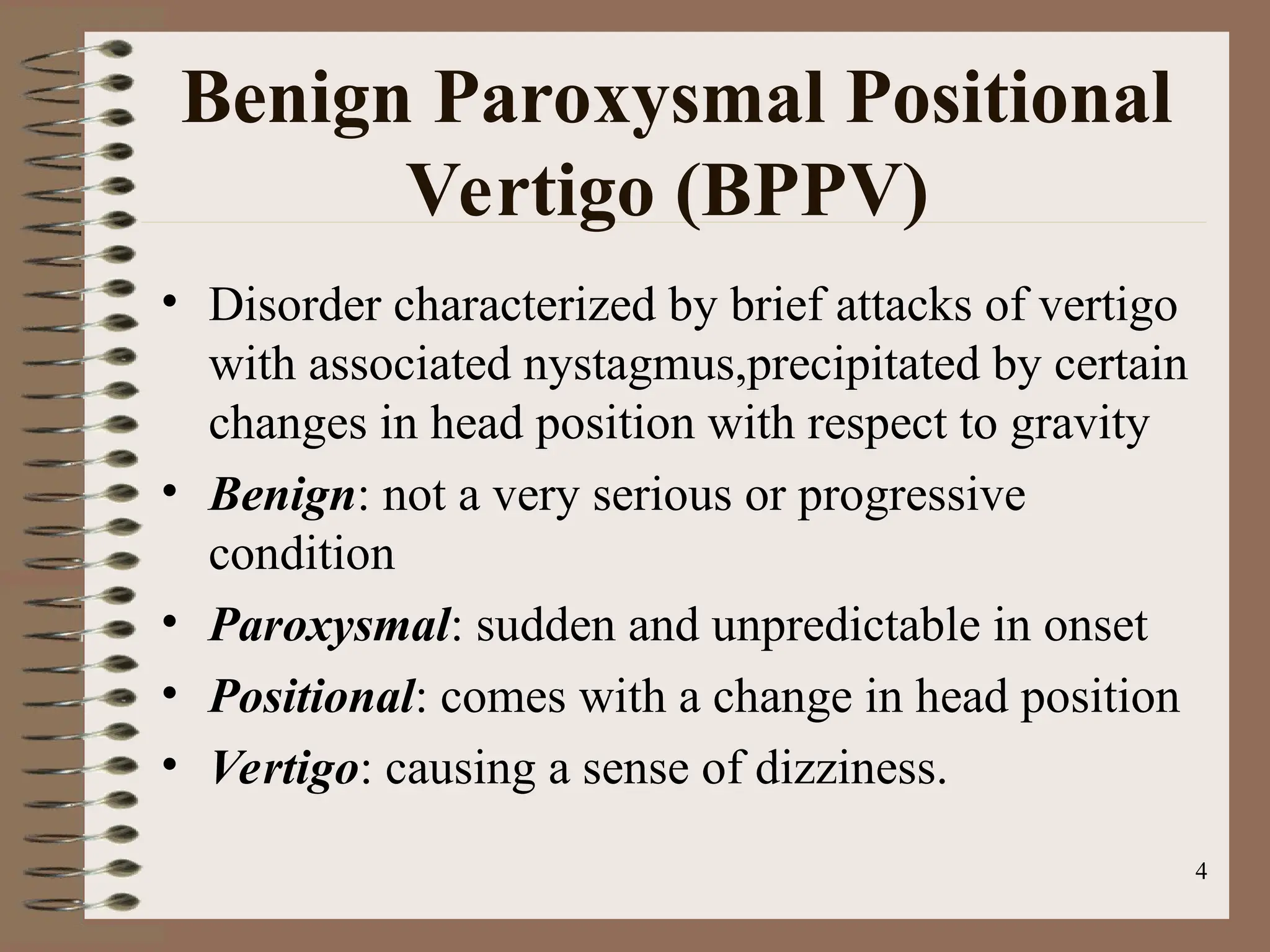 Benign Paroxysmal Positional Vertigo ppt | PPT