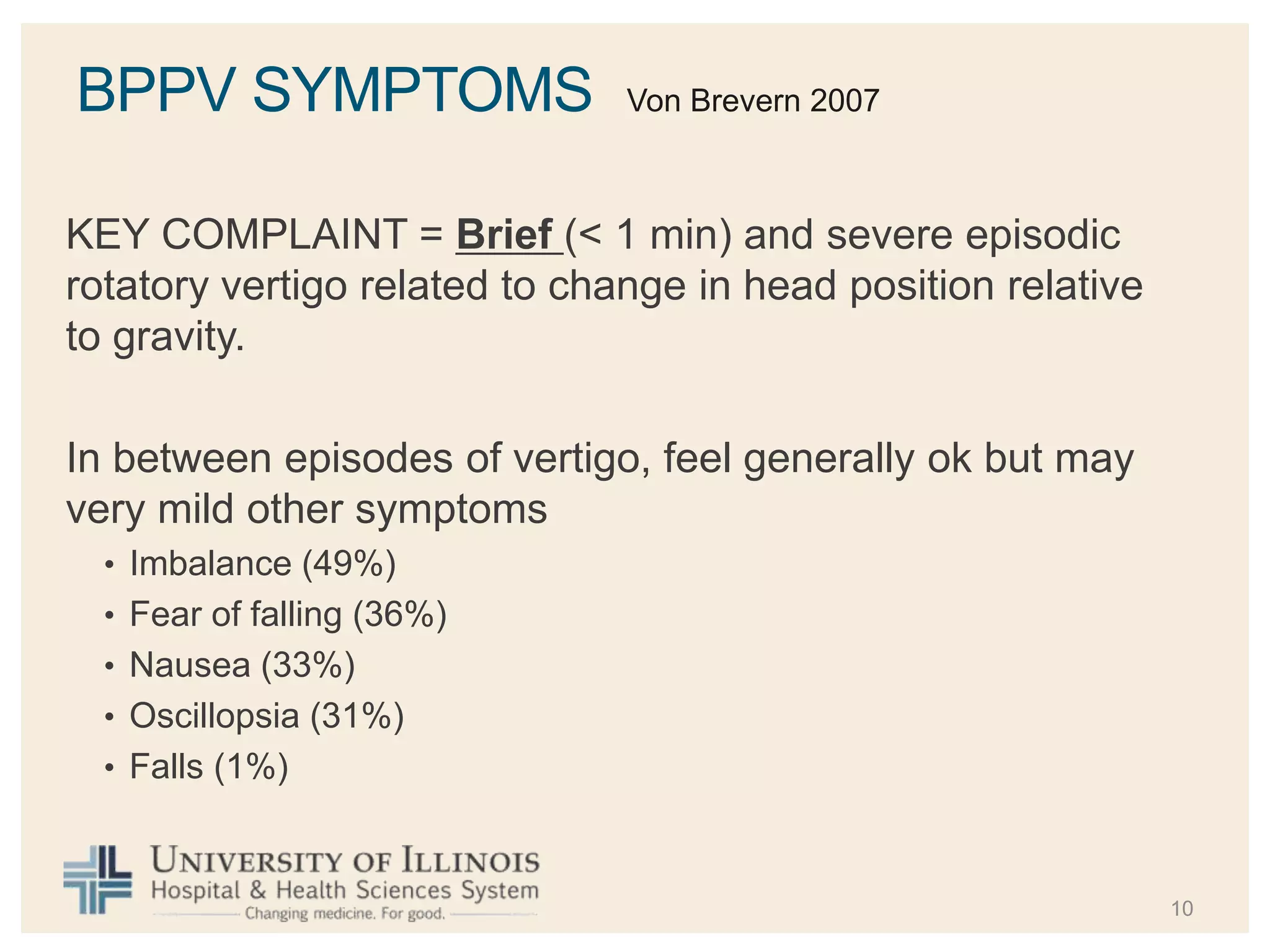 Bppv final -grand rounds sept 2015 | PPTX | Eye and Vision Conditions ...